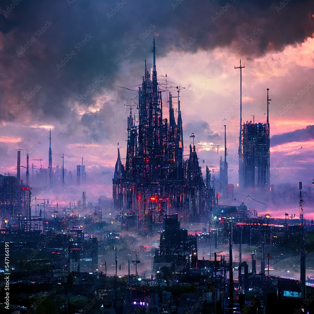 ironstar Gothic future city Cyberpunk 4K virtual engine Stock ...