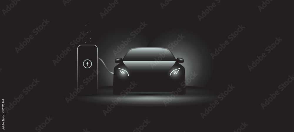 Vetor de Plugin hybrid electric vehicle vector with car connected to ...