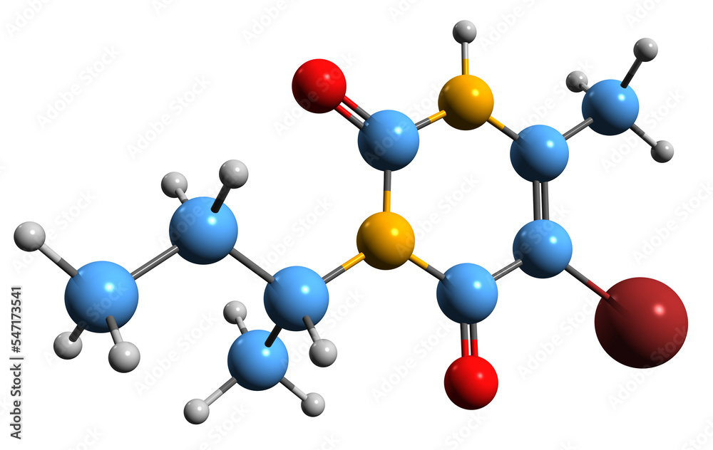 3D image of Bromacil skeletal formula - molecular chemical structure of ...