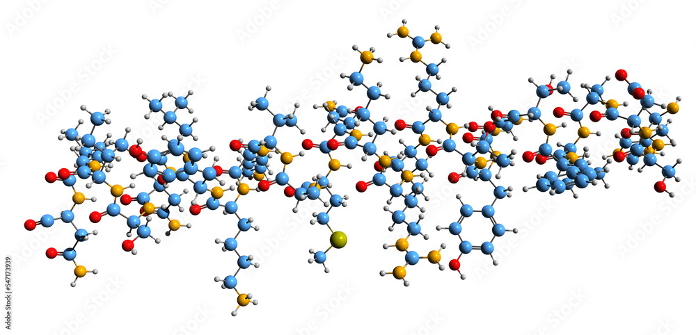 3D image of Vasoactive intestinal peptide skeletal formula - molecular ...