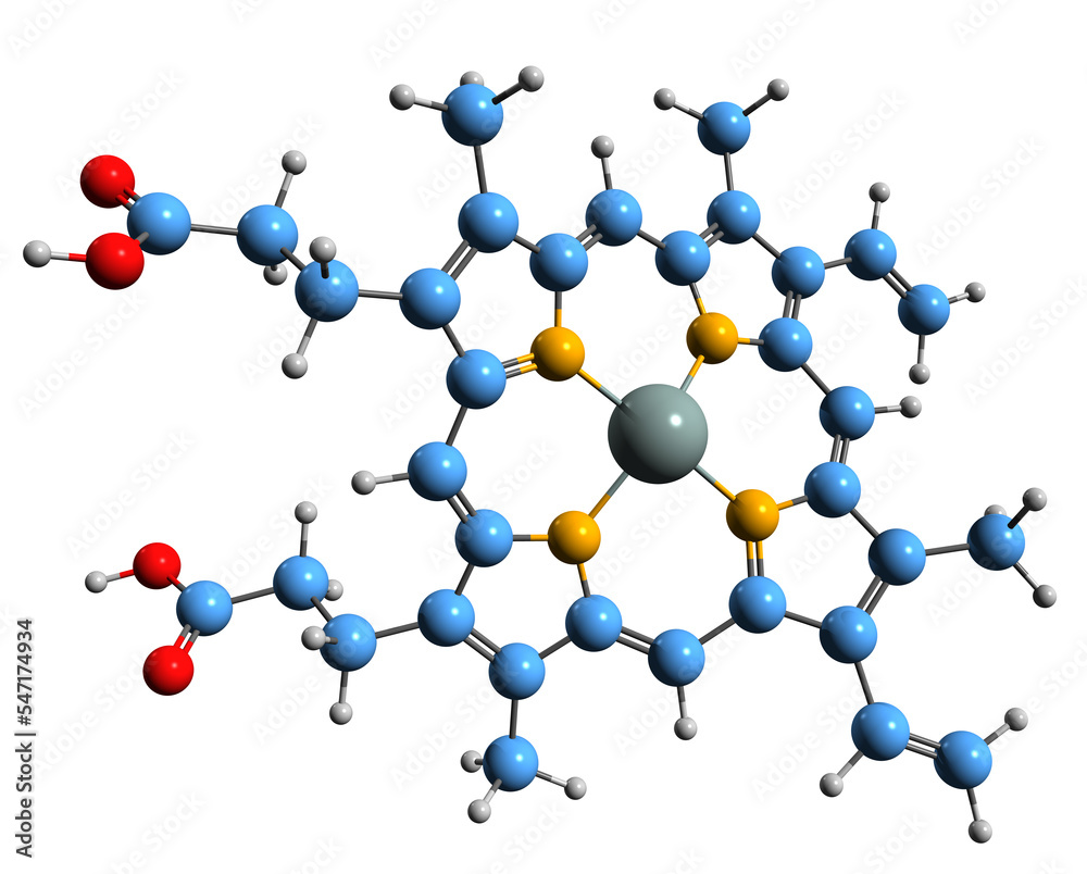 3D image of Heme B skeletal formula - molecular chemical structure of ...