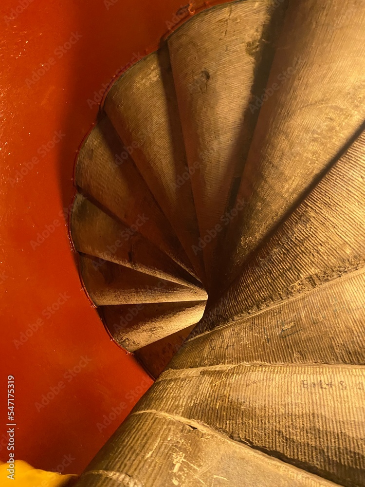 ceiling of the spiral staircase to the top of the observatory in the ...