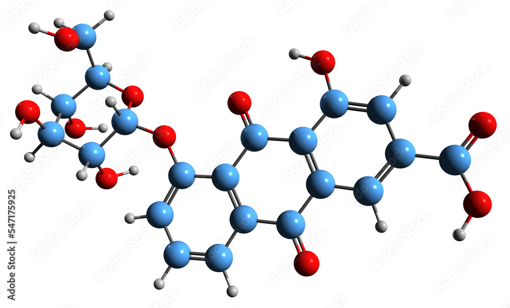 3D image of Glucorein skeletal formula - molecular chemical structure ...