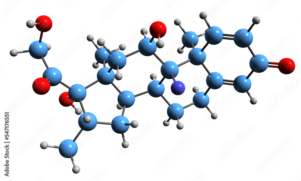 3D image of Dexamethasone skeletal formula - molecular chemical ...