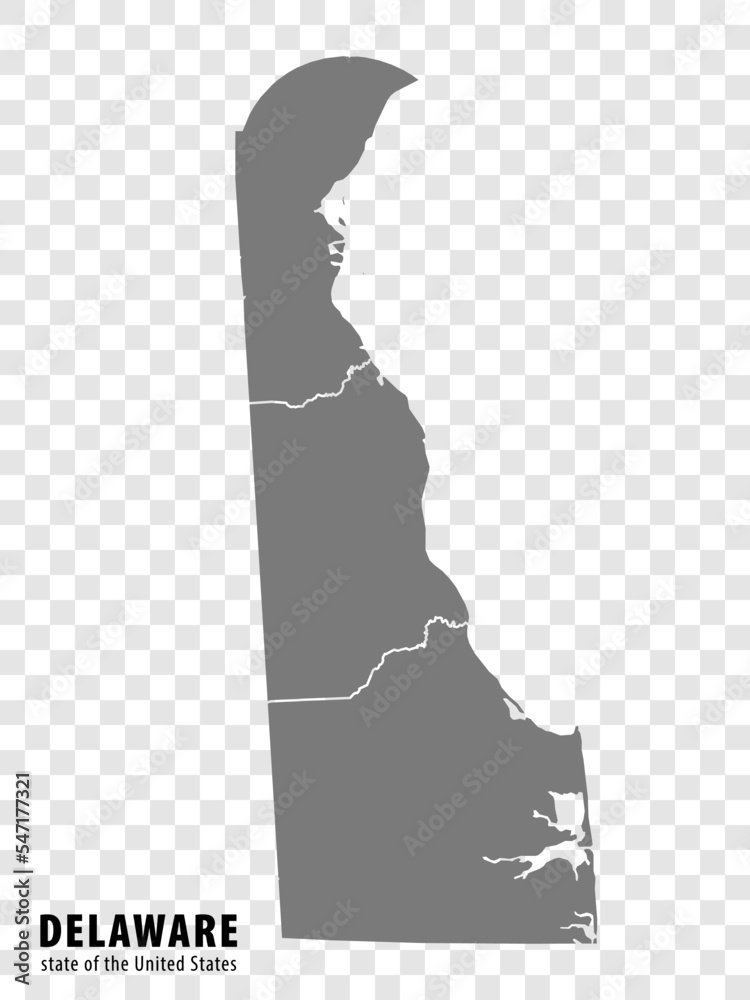 State Delaware map on transparent background. Blank map of Delaware ...