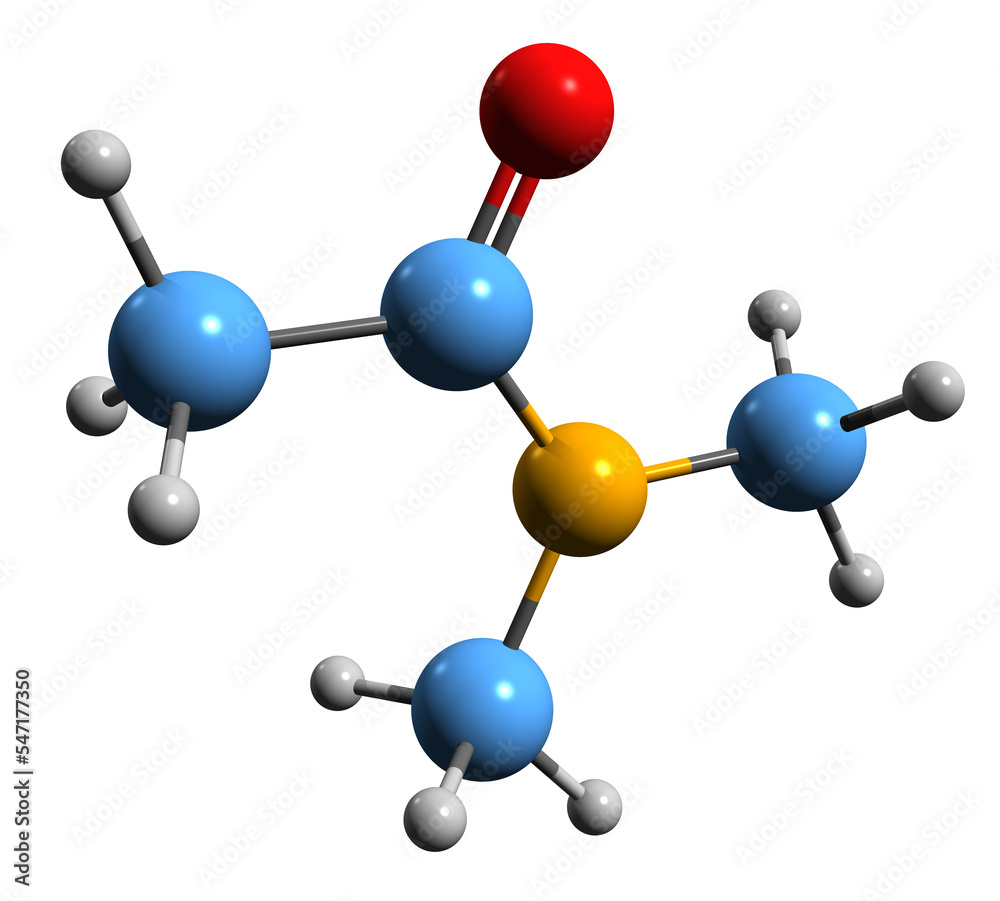3D image of Dimethylacetamide skeletal formula - molecular chemical ...