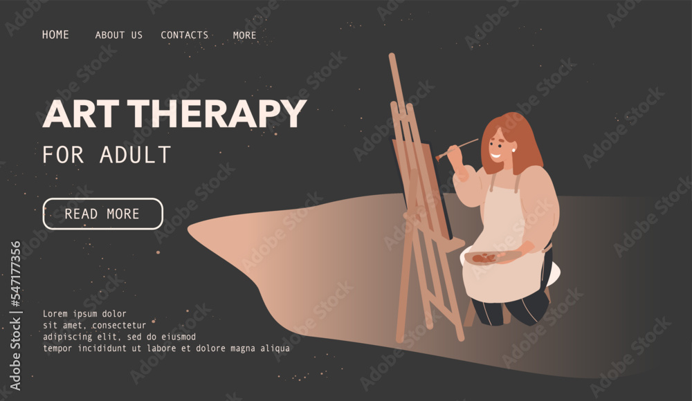 Art Therapy for Adult poster, cartoon flat vector illustration ...