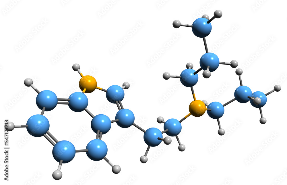 3D image of Dipropyltryptamine skeletal formula - molecular chemical ...
