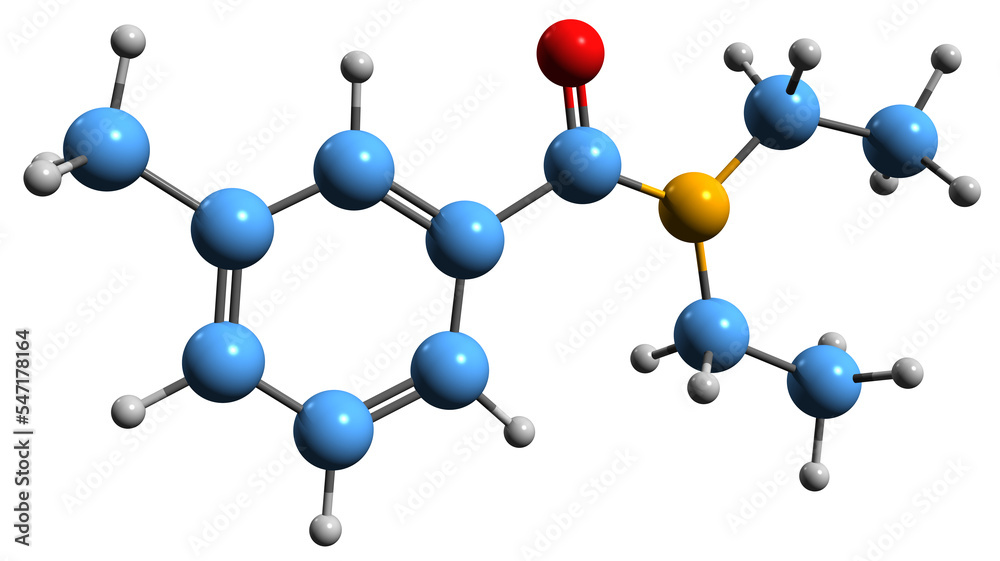 3D image of Diethyl-3-methylbenzamide skeletal formula - molecular ...