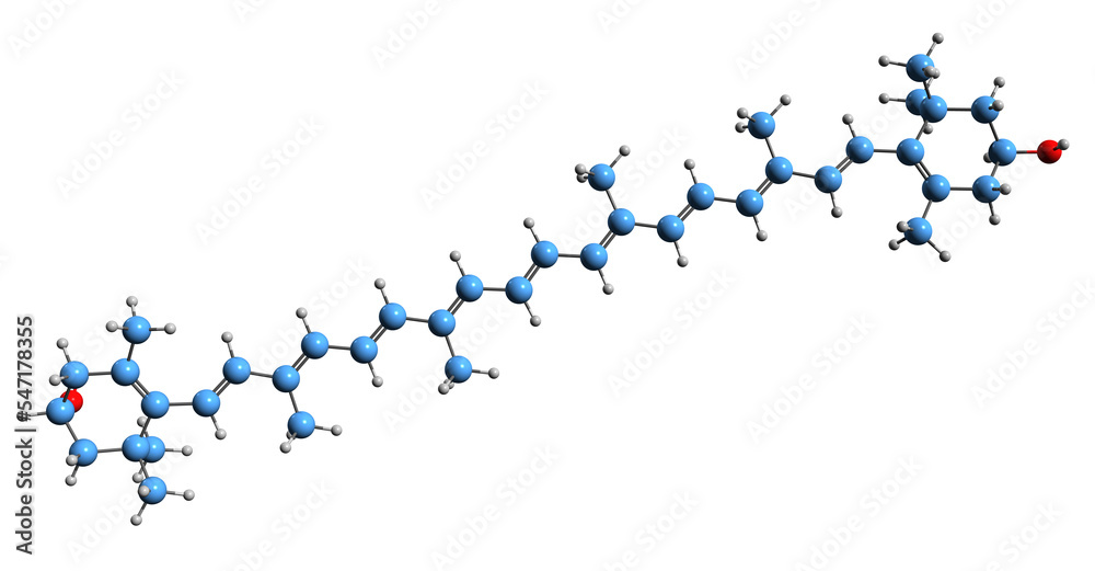 3D image of Zeaxanthin skeletal formula - molecular chemical structure ...