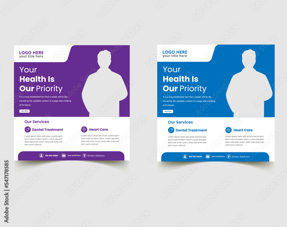 Medical healthcare social media poster design template, Medical poster ...