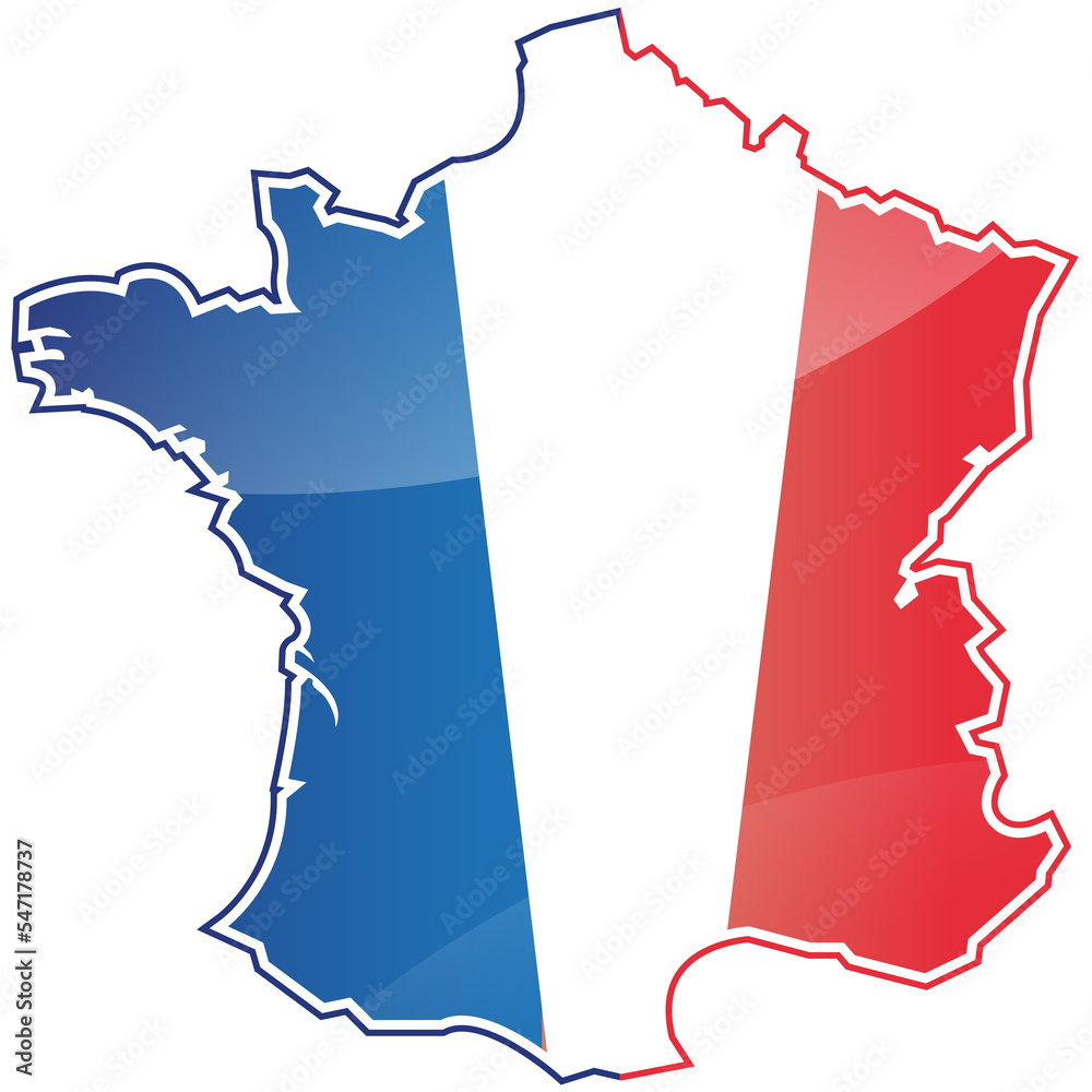 Carte de France et drapeau tricolore Stock Illustration | Adobe Stock