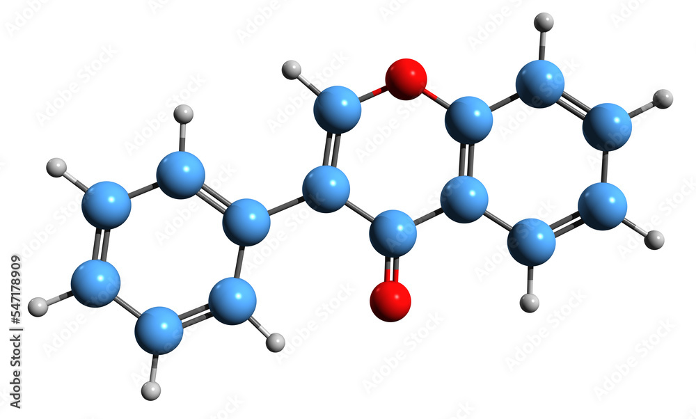 3D image of Isoflavone skeletal formula - molecular chemical structure ...