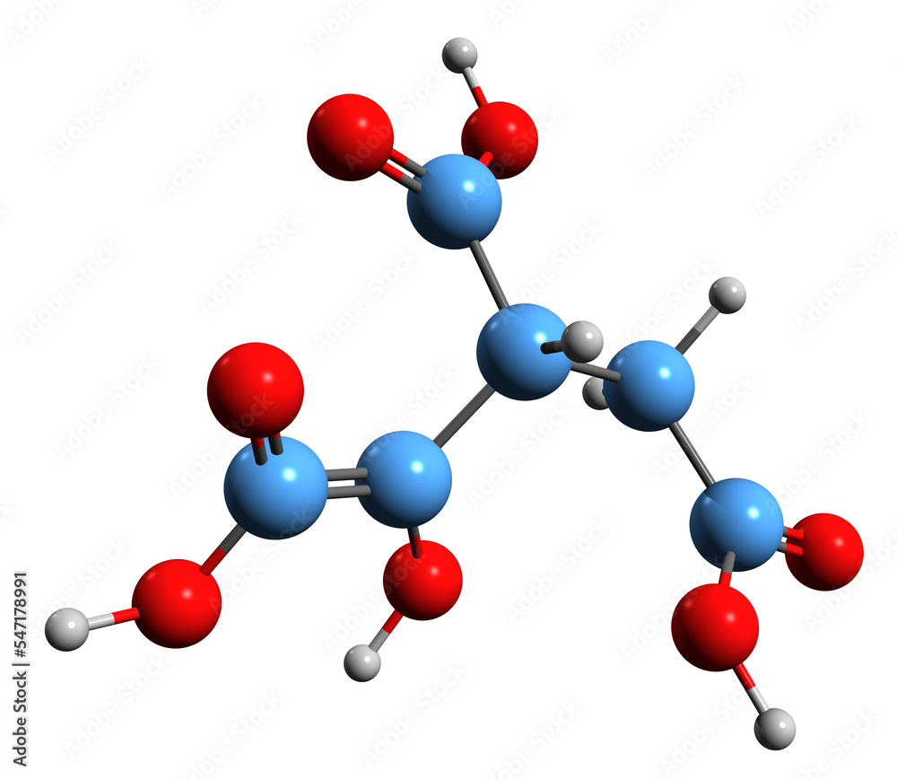 3D image of Isocitric acid skeletal formula - molecular chemical ...