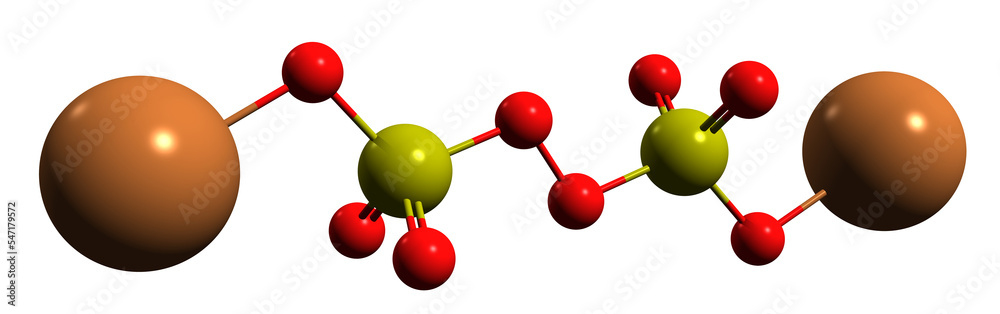 3D image of Potassium persulfate skeletal formula - molecular chemical ...