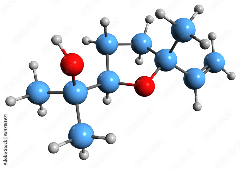 3D image of Linalool oxide skeletal formula - molecular chemical ...