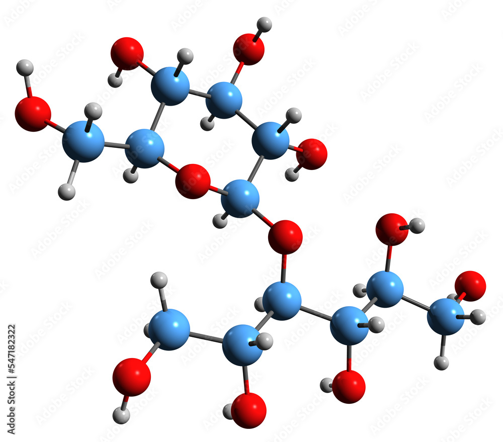 3D image of Maltitol skeletal formula - molecular chemical structure of ...