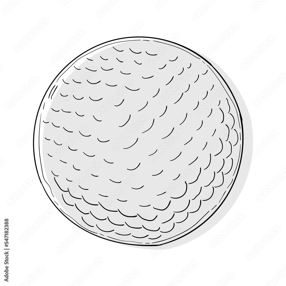 Hand drawn golf ball, golf ball sketch vector illustration. Hand-drawn ...