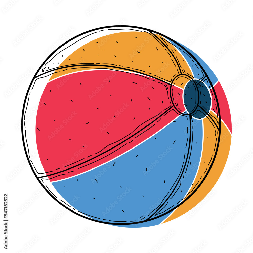 Hand drawn beach ball, beach ball sketch vector illustration. Hand ...