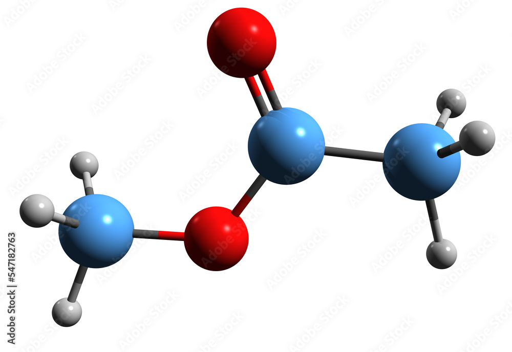 3D image of Methyl acetate skeletal formula - molecular chemical ...