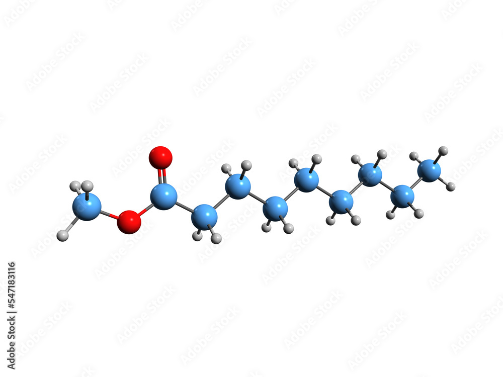 Ilustrace „ 3D image of Methyl nonanoate skeletal formula - molecular ...