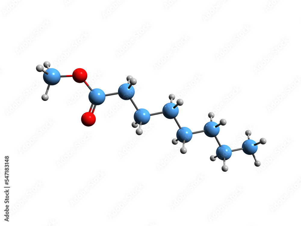 3D image of Methyl octanoate skeletal formula - molecular chemical ...