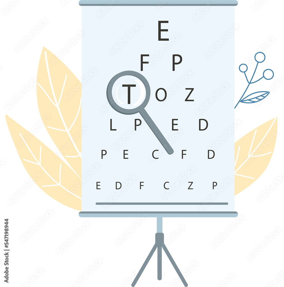 Eye test poster semi flat color raster object. Eyesight examination ...