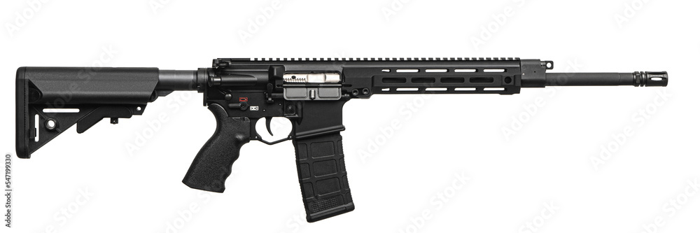 Modern automatic rifle isolated on white background. Weapons for police ...