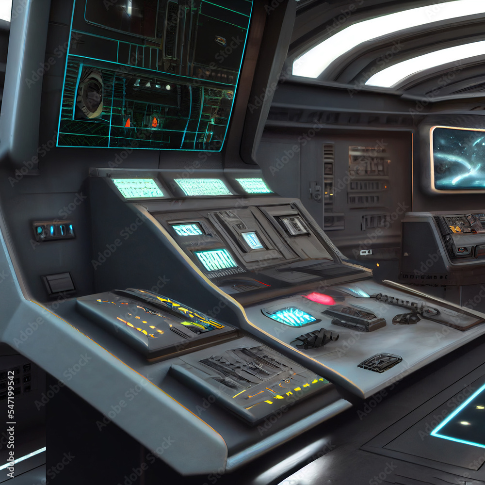 spaceship, cockpit, console, sci-fi, concept, art, futuristic Stock ...