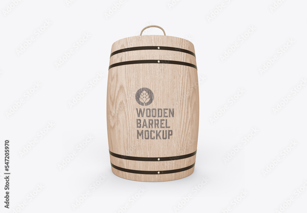 Wooden Barrel Container Mockup Stock Template | Adobe Stock
