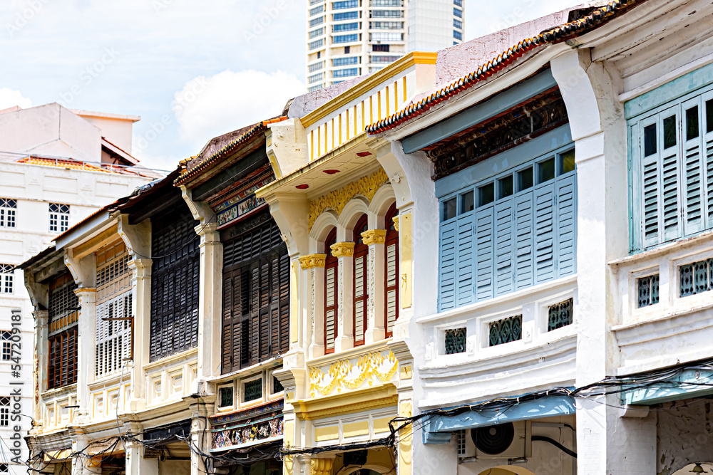 Historical part of George town, traditional colonial architecture in ...