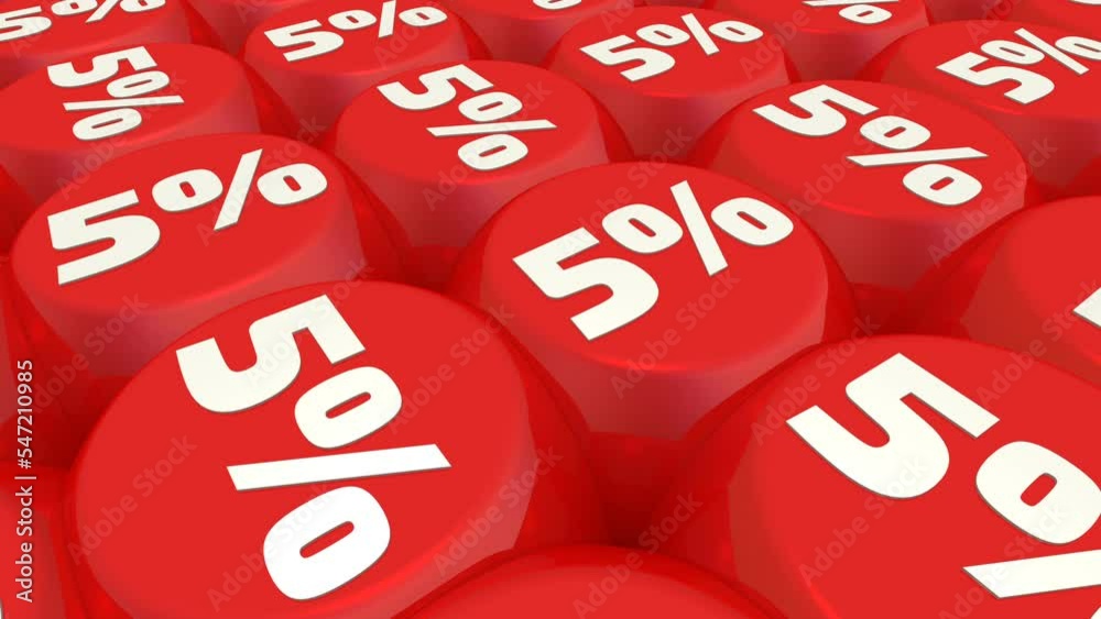 Background of red cubes with five percent symbols. Background of wavy ...