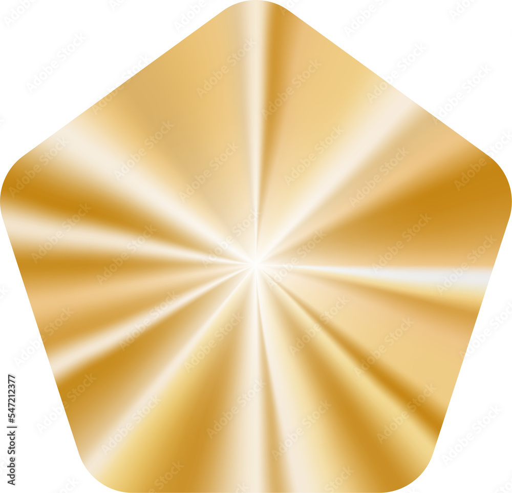 Golden pentagon sticker. Metal badge for winner award and diploma ...