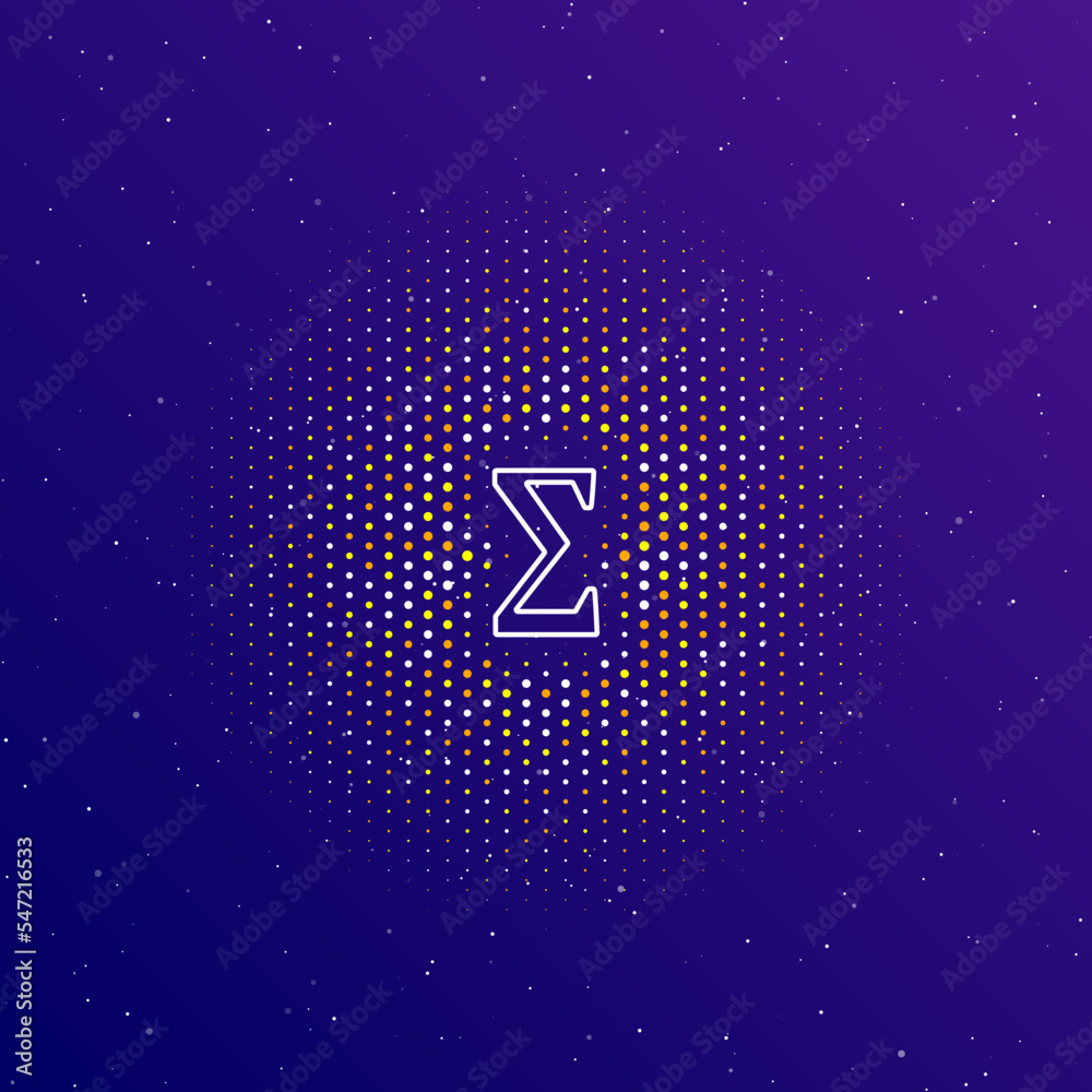 A large white contour sigma symbol in the center, surrounded by small ...