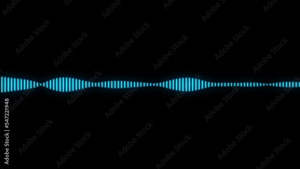 Blue wave form Audio Isolated on black background. Visualization sound ...