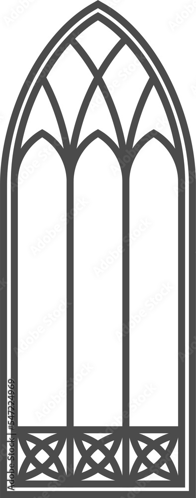Gothic window outline. Silhouette of vintage stained glass church frame ...