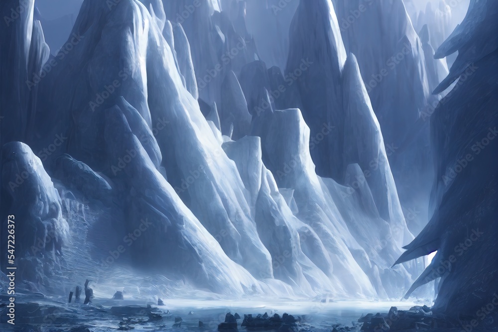 fantasy ice mountain in Norse Mythology, darkness Stock Illustration ...
