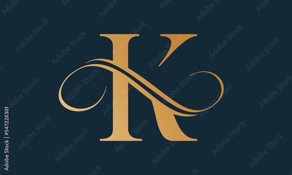 Luxury letter k logo template in gold color. Modern trendy initial ...