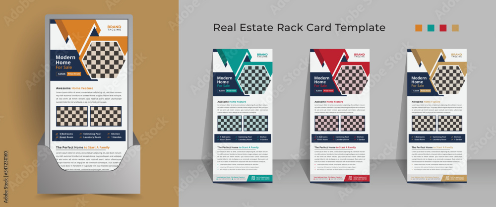 Real estate rack card template design, Corporate real estate agency ...