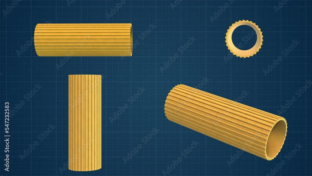RIGATONI - PASTA -BLUEPRINT- rotation loop - 3d animation model on a ...