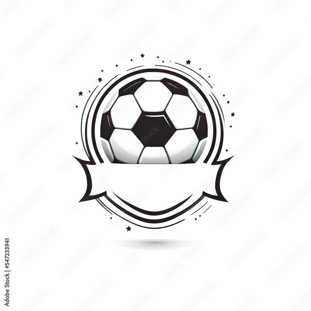 Football flat icon, soccer ball, shield with stars and laurel wreath ...