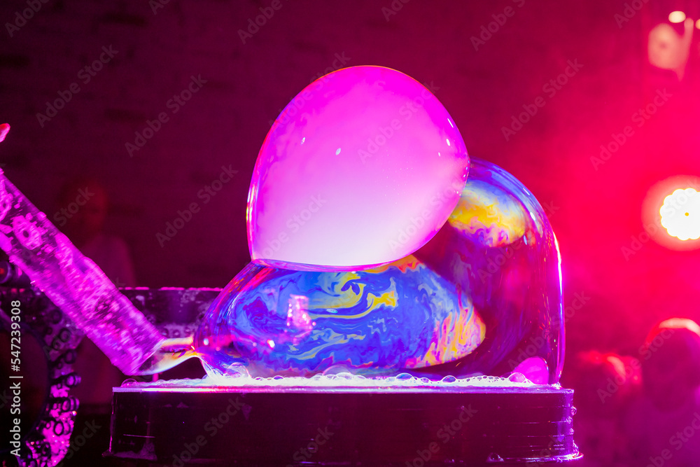 Bubble show for birthday party. Professional presentation with blowing ...