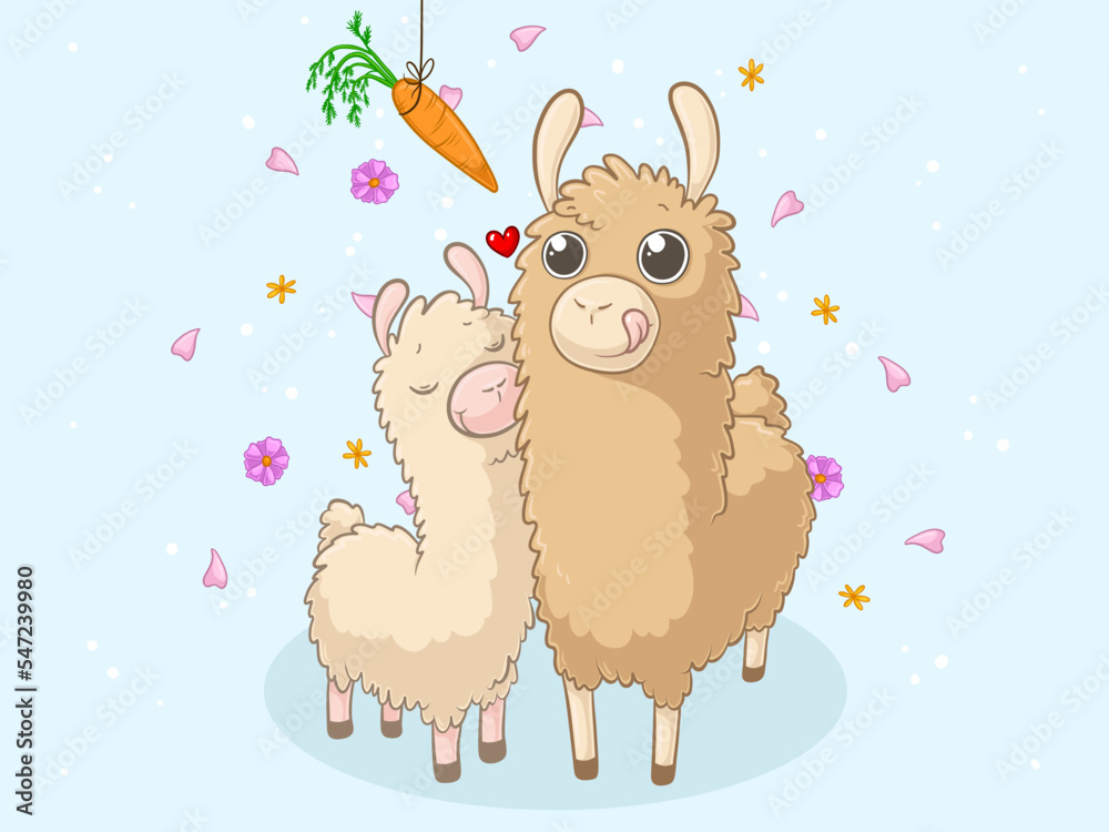 Verliebte Comic Alpakas Stock Vector | Adobe Stock