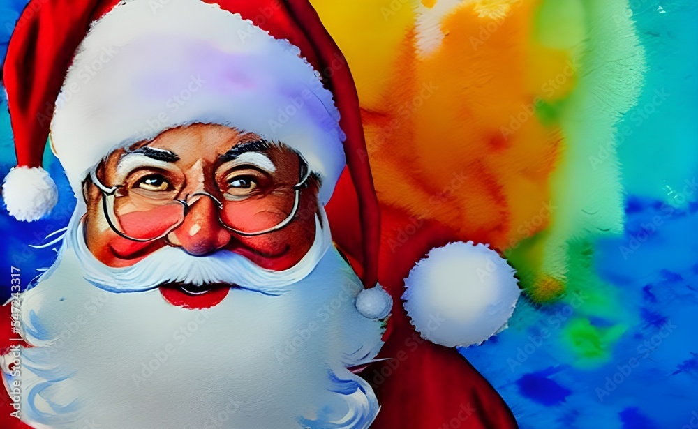 The jolly old man in the red suit smiles broadly for the camera, his ...