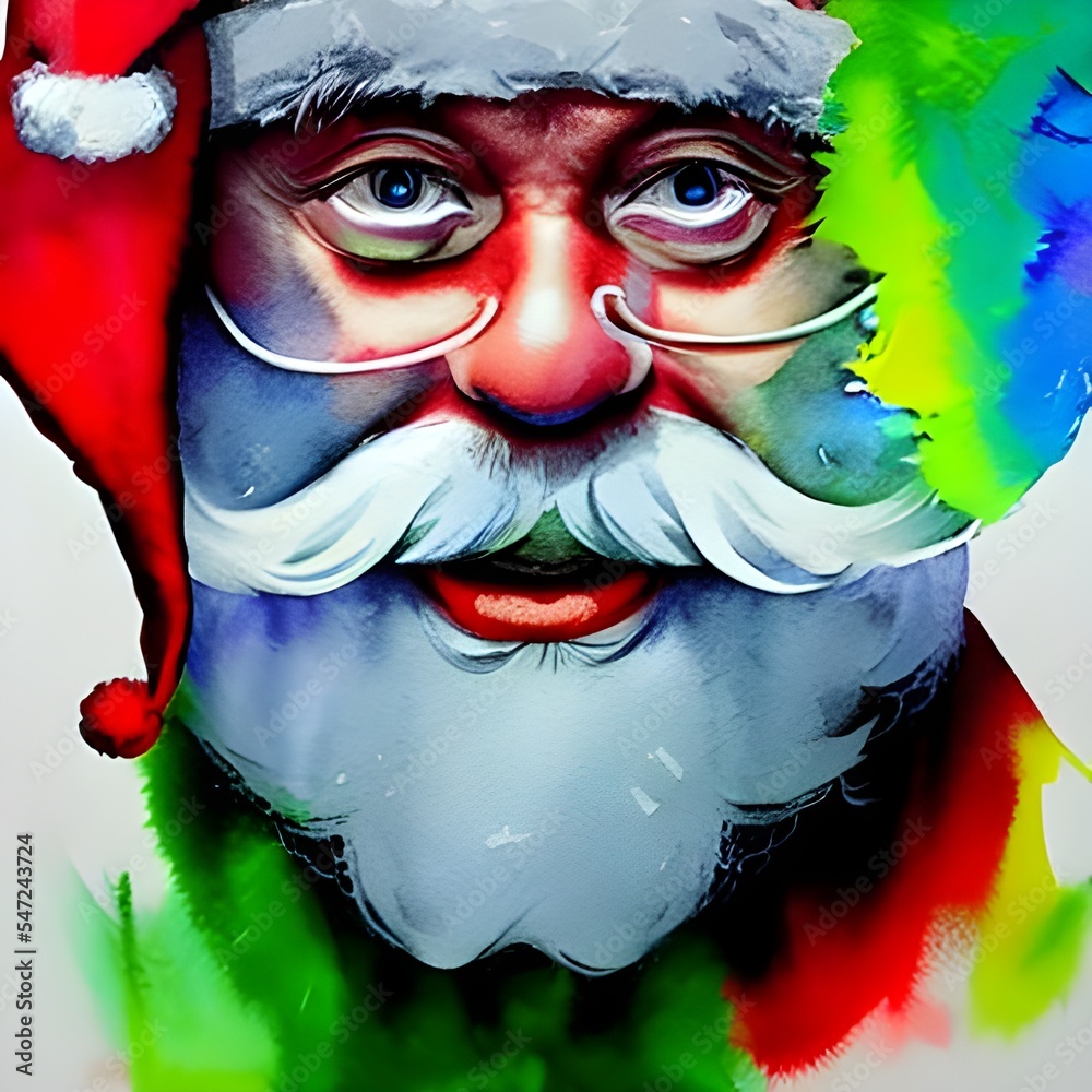 In this festive portrait, Santa Claus is captured in mid laughter, his ...