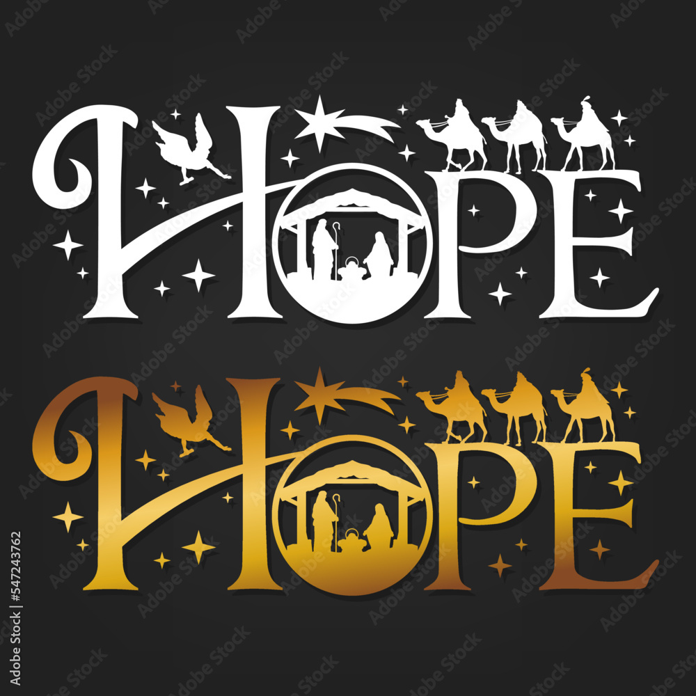 Hope Nativity Scene Silhouette. Holidays Christmas Religion. Holly ...