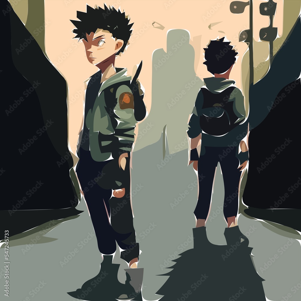 Anime Style character Concept Art Digital Illustrations Painting Stock ...