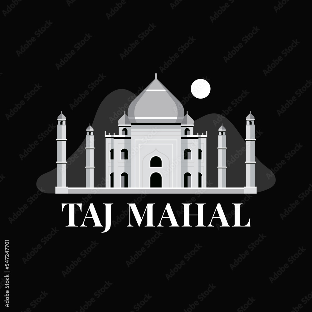 Taj Mahal mausoleum palace in Agra, India logo. Sight showplace vector ...