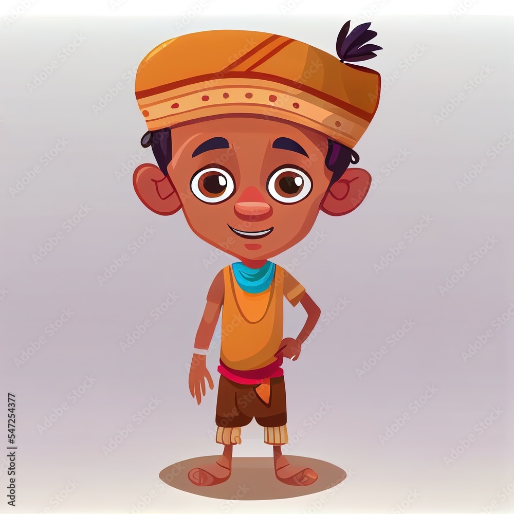 Indian Boy Cartoon Character. Isolated on 2d illustrated illustration ...