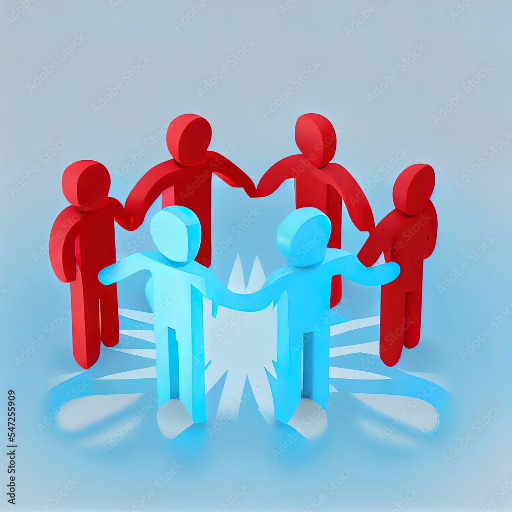 3D people icon in team leader symbol of teamwork. Problem solving ...